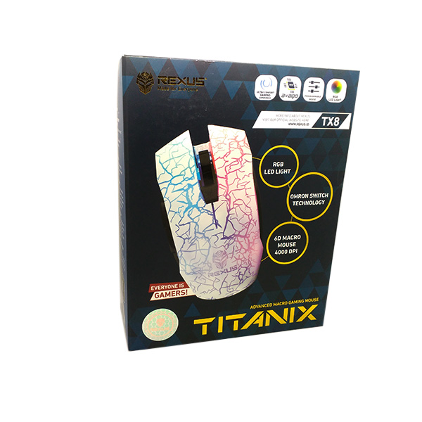 JMK Distribution | Rexus Gaming Mouse TITANIX TX8 - RGB Macro 6D
