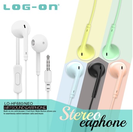 JMK Distribution | Log On Earphone Macaron LO-HF680 (pack 30pcs)